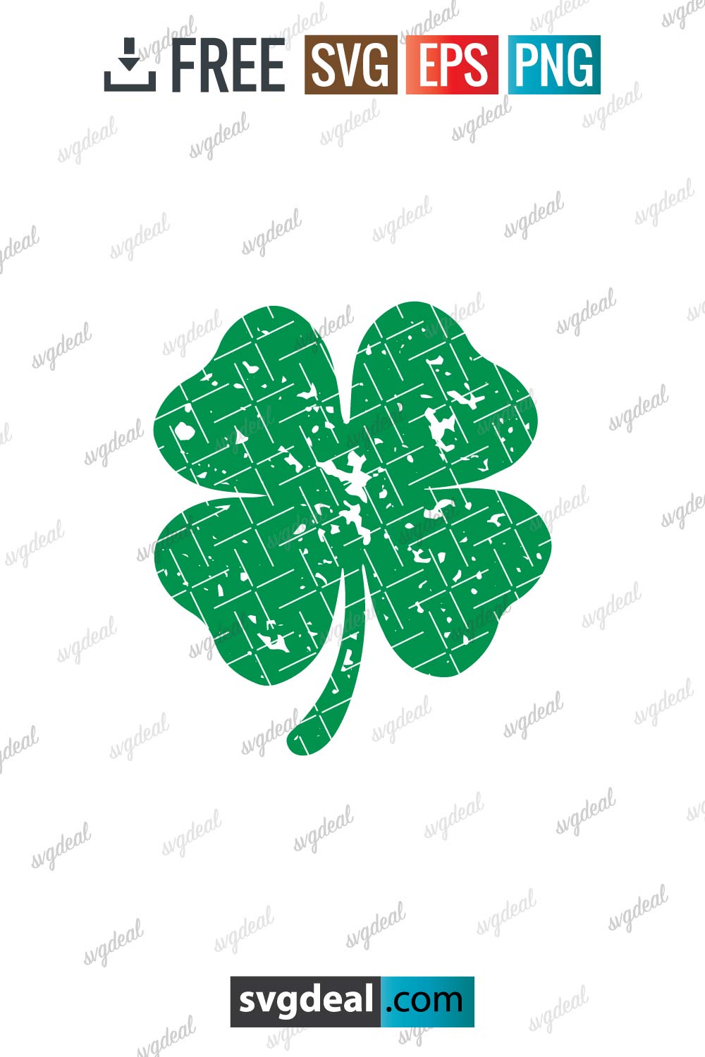 Distressed Four Leaf Grunge Clover Shamrock Svg - Free SVG Files